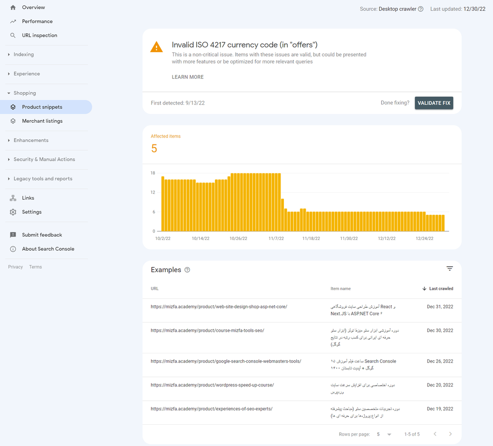 علت خطای Invalid ISO 4217 currency code سرچ کنسول و رفع آن